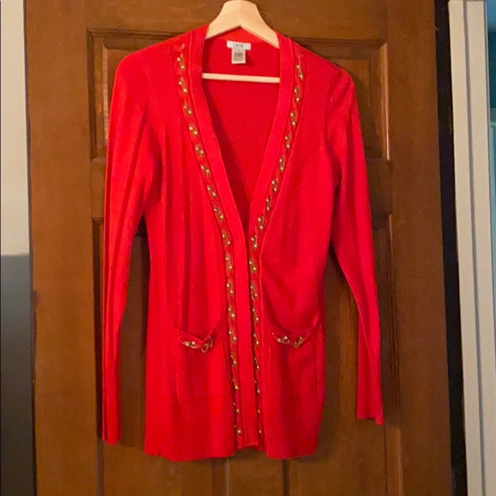 Cache Sweater With Gold Chain Detail - Gem